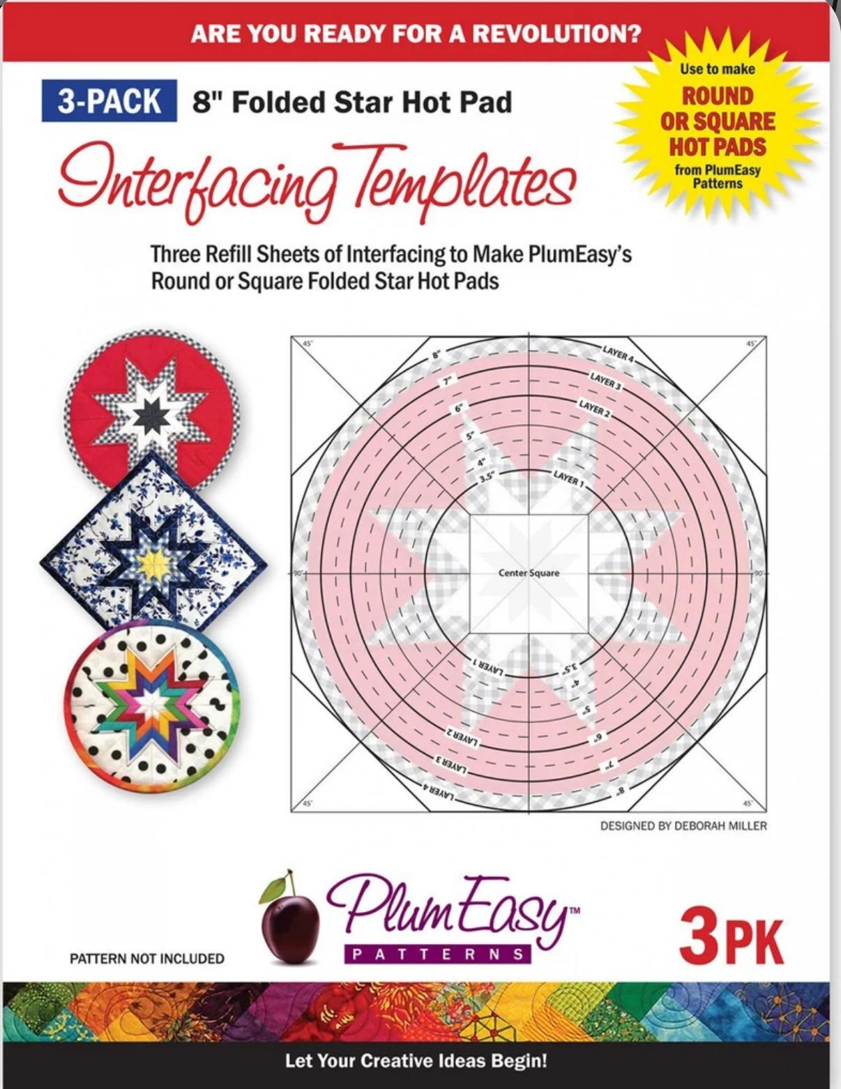 Plum Easy Patterns – 8″ folded star Hot Pad – PEP-210 | The Log Cabin - Fabric, Sewing Kits in Essex